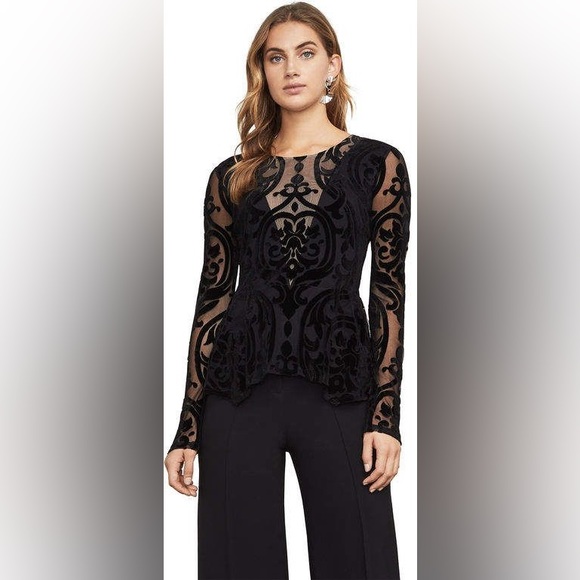 Bcbgmaxazria Tops Bcbg Maxazria Colleen Baroque Burnout Peplum Top